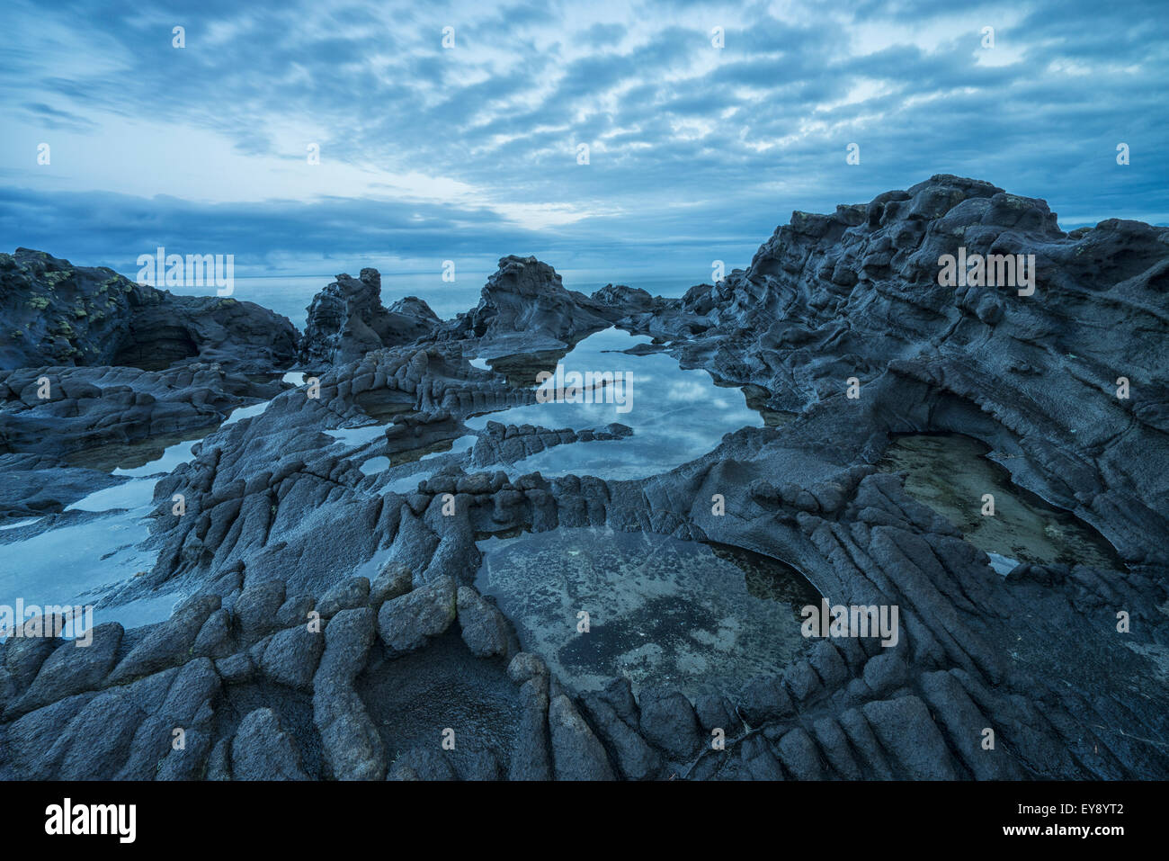 The volcanic bedrock near Tow Hill at dawn, Naikoon Provincial Park ...