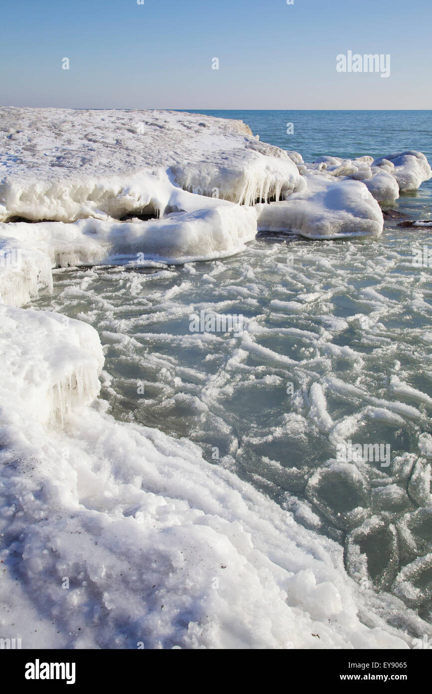 Shoreline at Kew Beach on Lake Ontario during spring thaw; Toronto ...