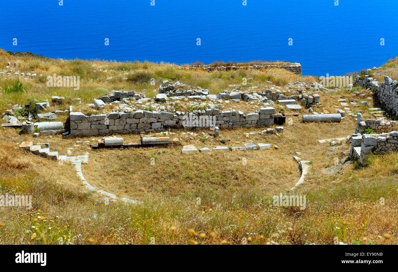 The remains of Ancient Thira on mount messa vouno Kamari,Santorini ...