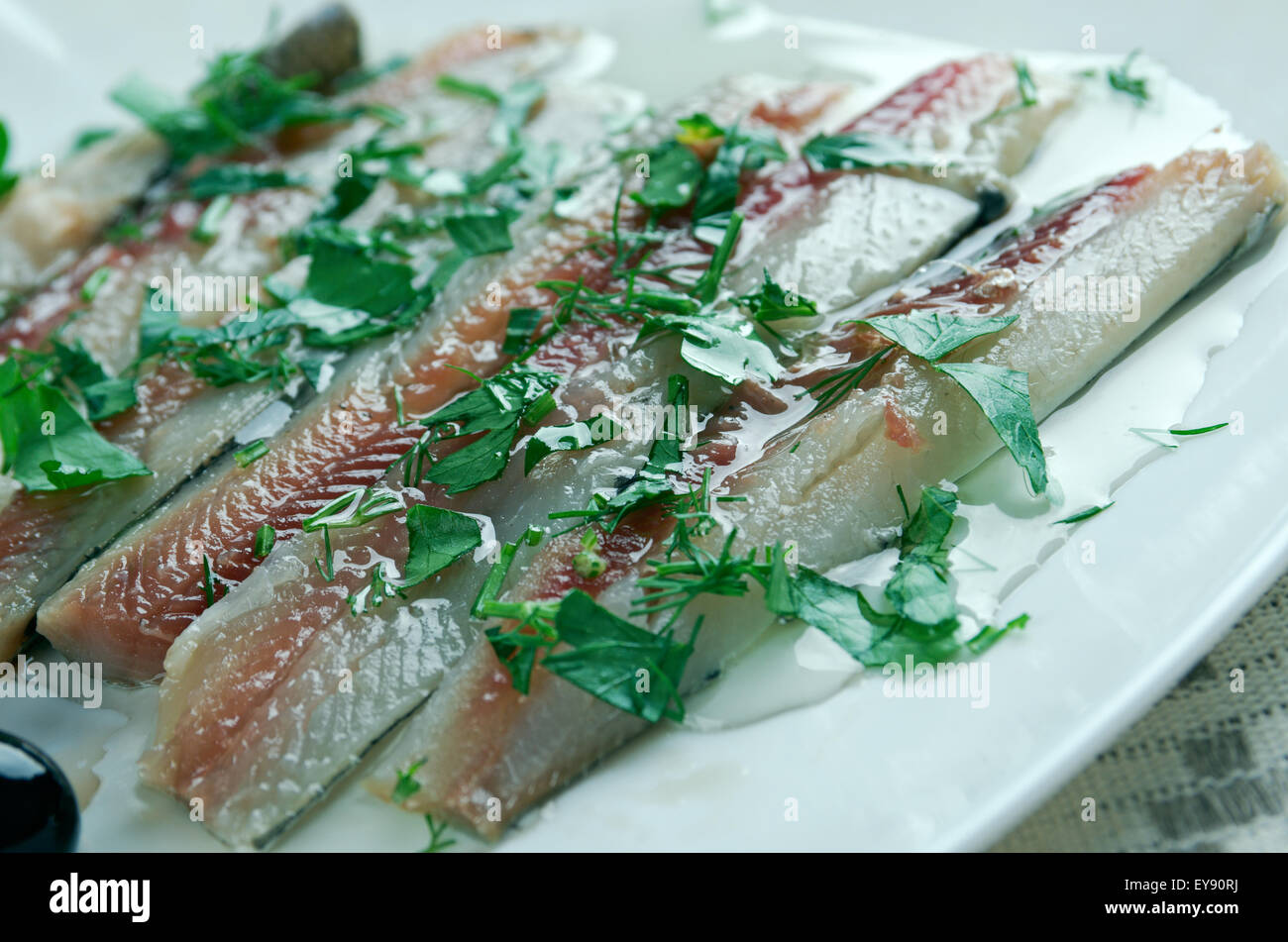 Boquerones en vinagre - appetizer or tapa, in south Spain.Marinated ...