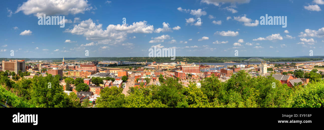 Panoramic view of downtown Dubuque and the Mississippi River from the ...