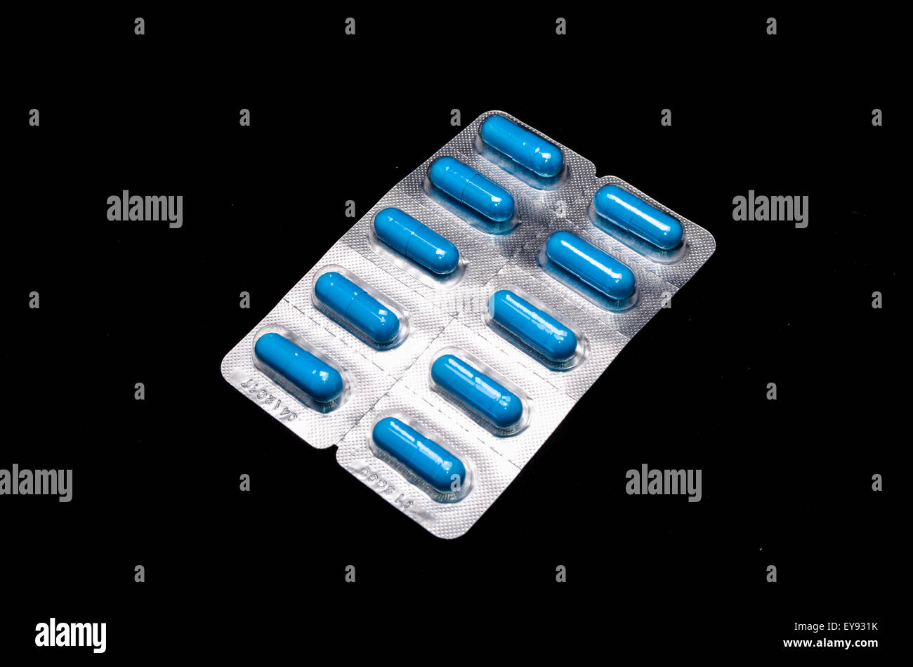 Blue Medication Capsules In Blister Pack Stock Photo - Alamy