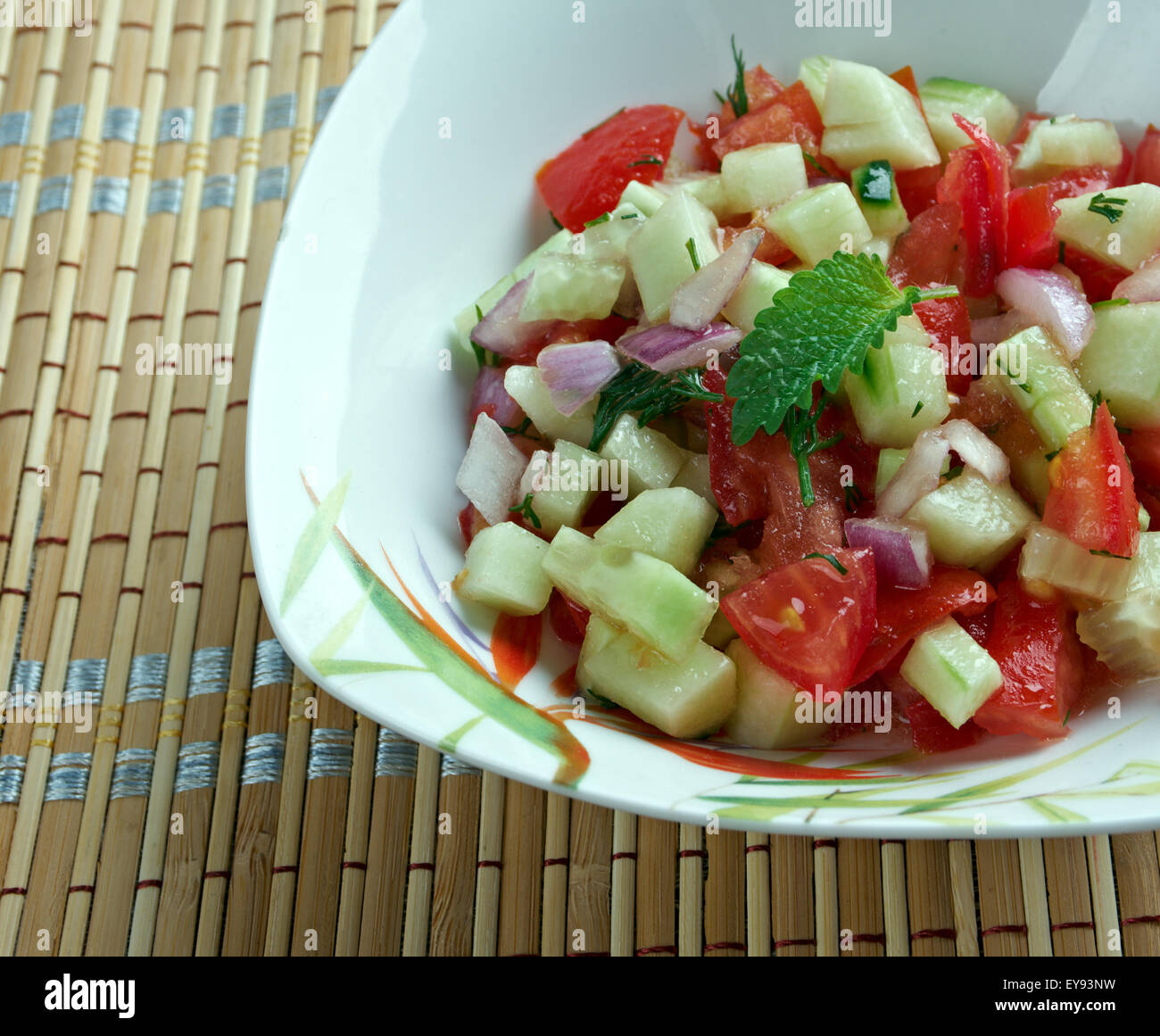 Israeli salad - Mediterranean sallad close up Stock Photo - Alamy