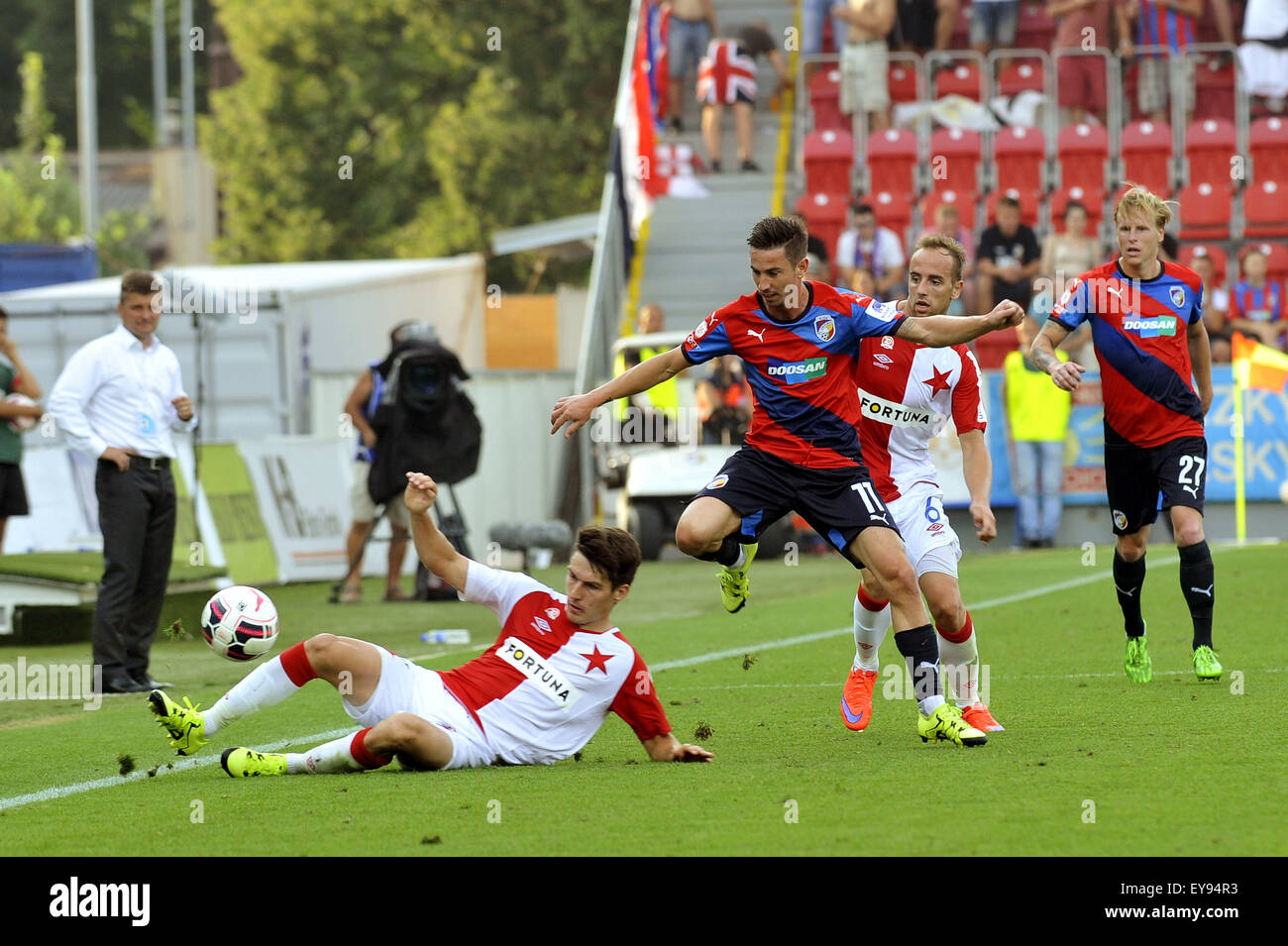 From left Robert Hruby of Slavia, Milan Petrzela of Plzen and Tomas ...