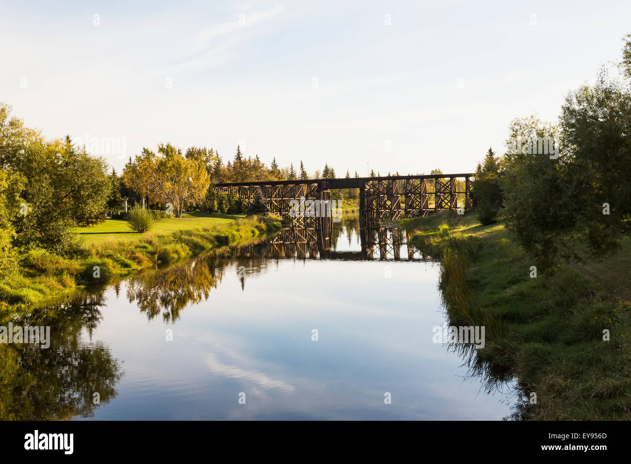 Tressel bridge over Sturgeon River; St. Albert, Alberta, Canada Stock ...