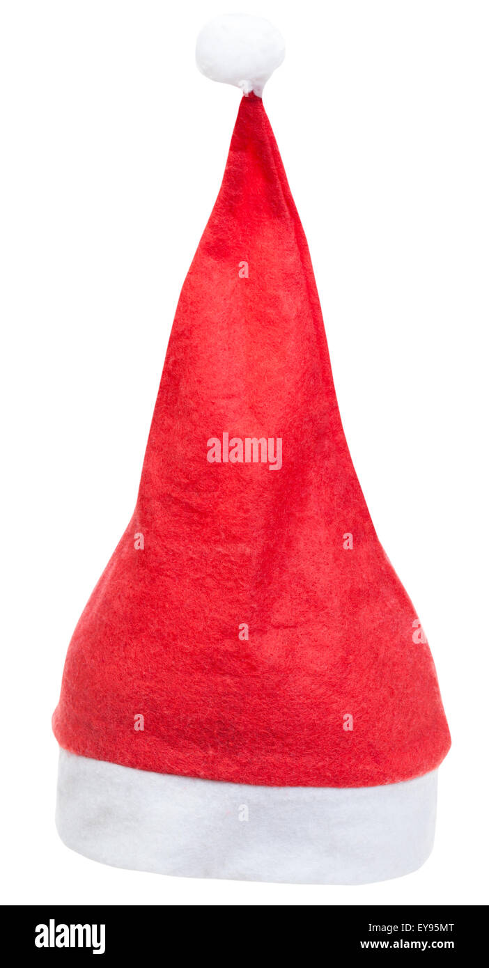 christmas symbol - red felt santa cap isolated on white background ...
