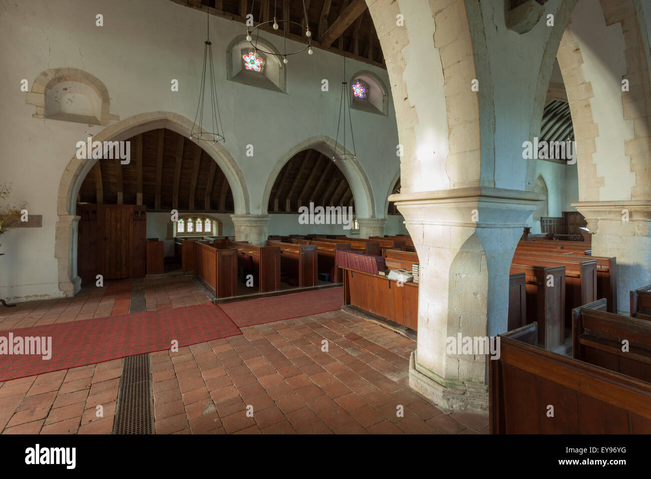 Interior of st Andrew's church in Beddingham, East Sussex, England ...