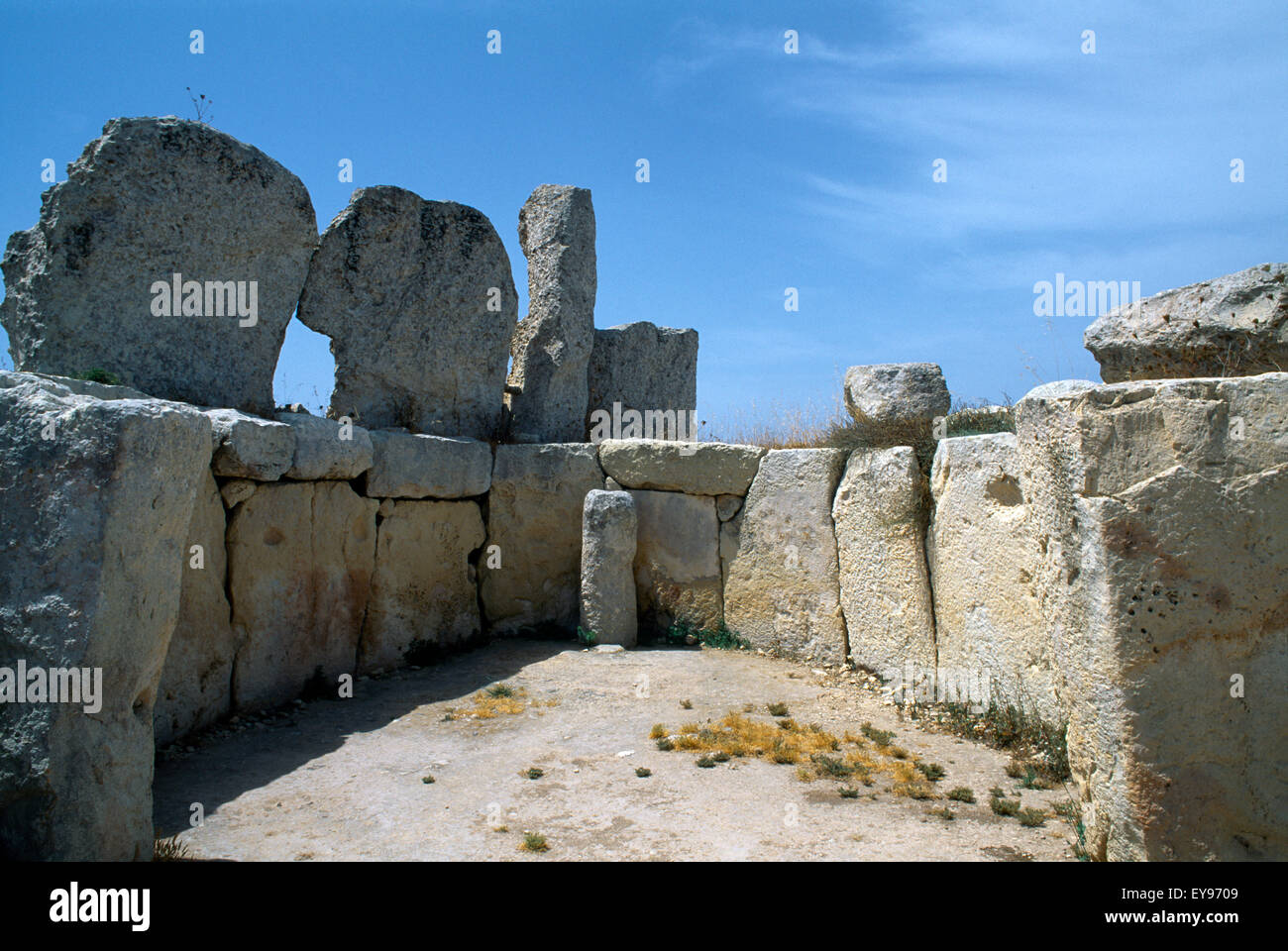 Malta Oval Room At Hagar Qim Megalithic Temple Stock Photo - Alamy