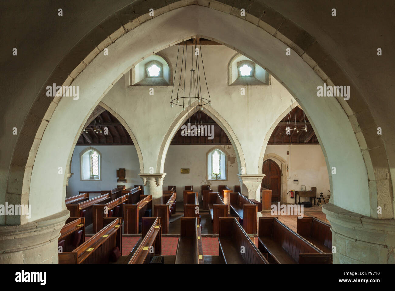 Interior of st Andrew's church in Beddingham, East Sussex, England ...