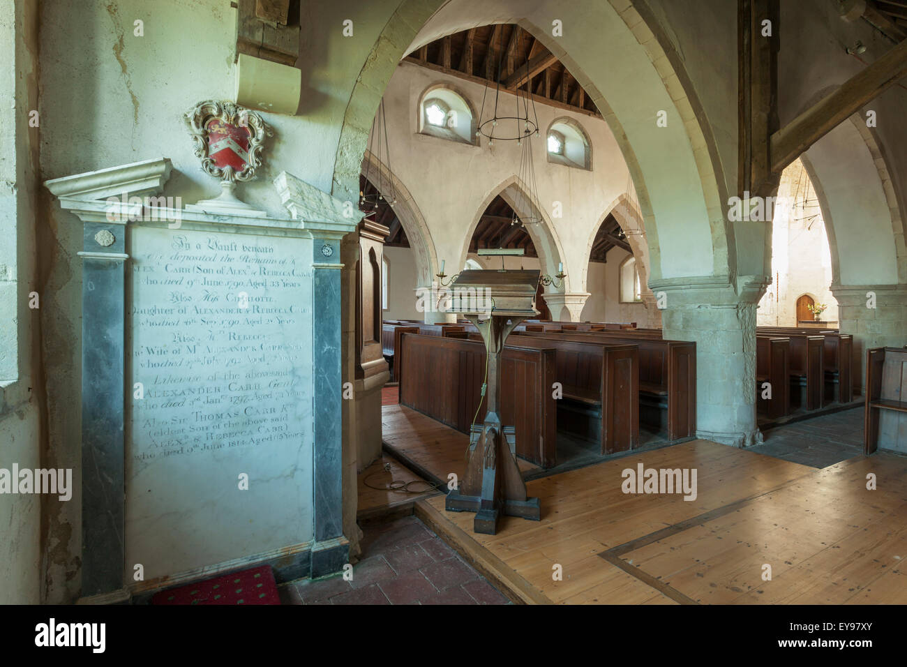 Interior of st Andrew's church in Beddingham, East Sussex, England ...