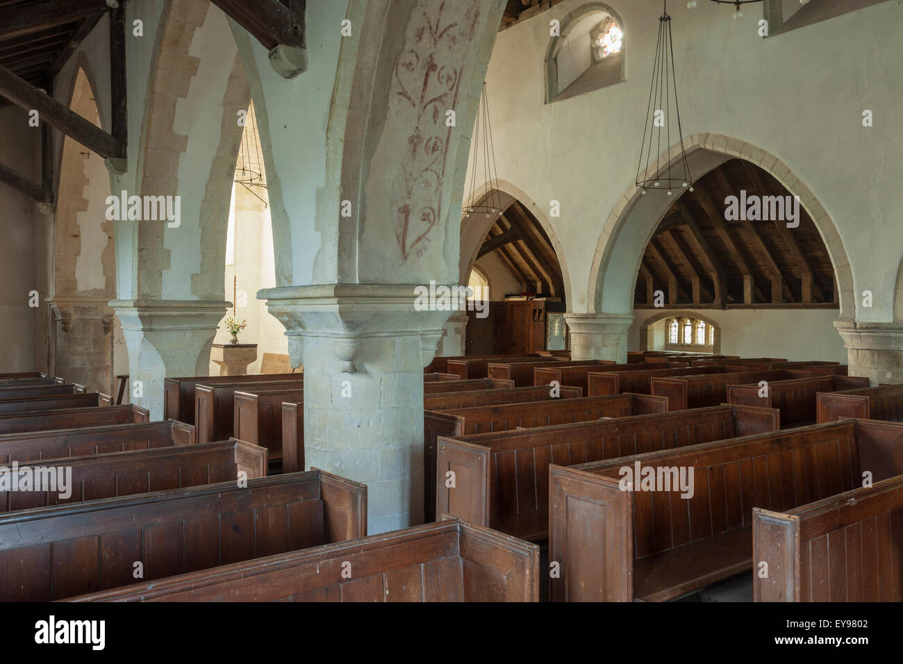Interior of st Andrew's church in Beddingham, East Sussex, England ...