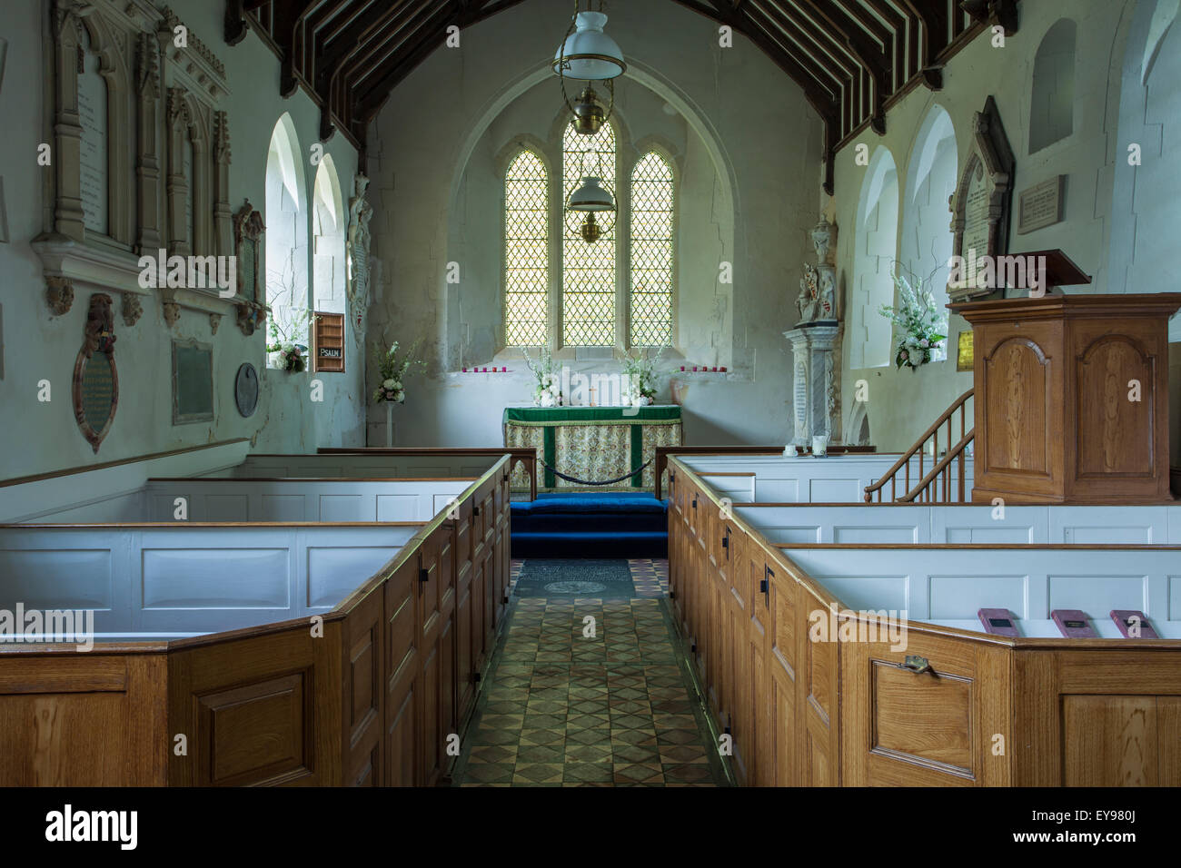 Interior of St Peter's church in Folkington near Polegate, East Sussex ...