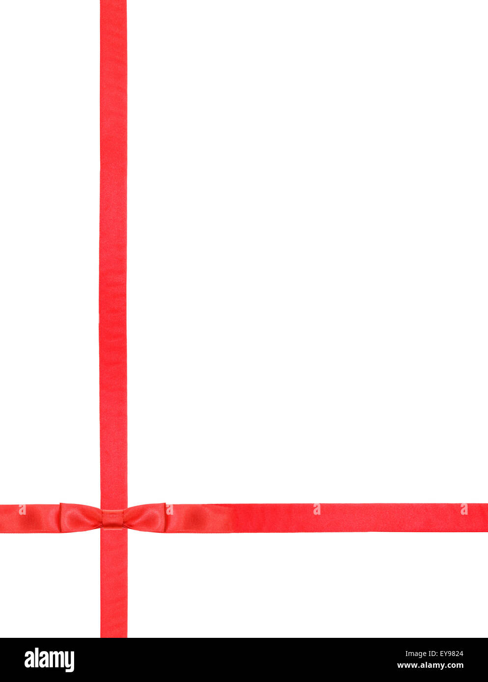 one red satin bow knot in lower left corner and two intersecting ...