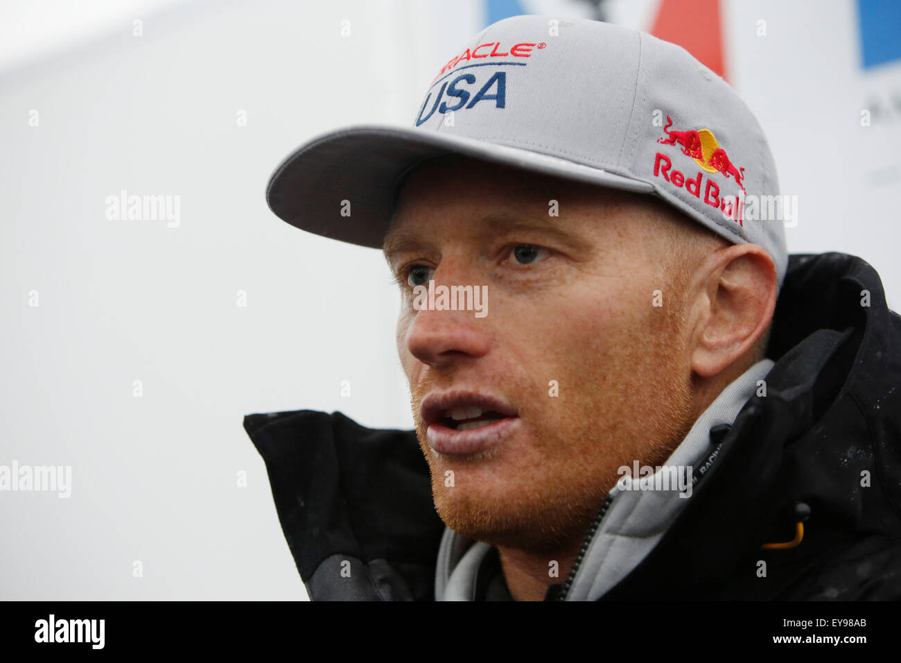 Skipper Jimmy Spithill of Oracle Team USA speaks to media after the ...