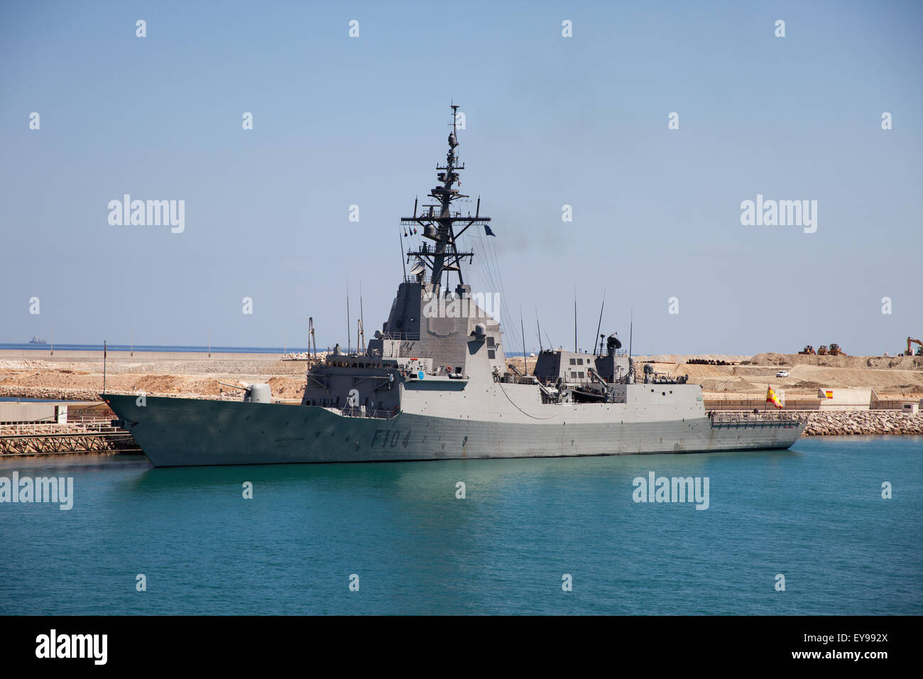 Spanish navy vessel on anti-piracy duty, Salalah Port; Salalah, Dhofar ...