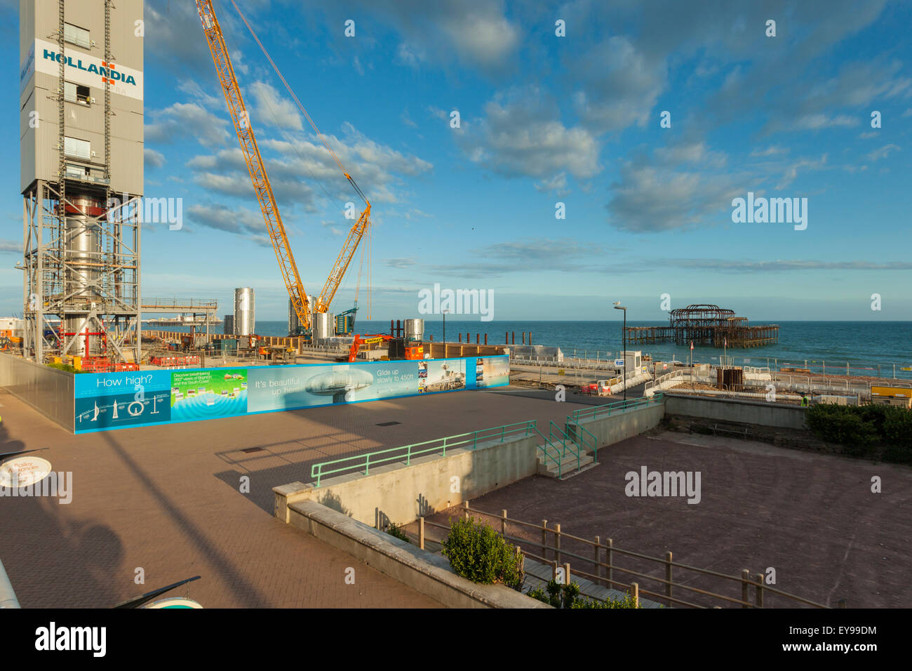Brighton i360 tower under construction, East Sussex, England. West Pier ...