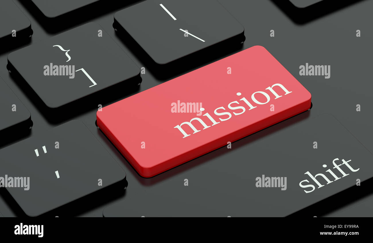 Mission concept, red hot key on keyboard Stock Photo - Alamy