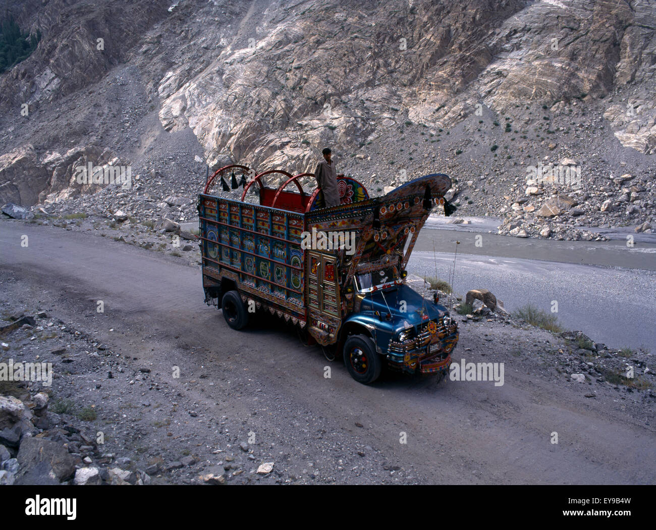 Northern Areas Pakistan Hunza Region Truck On Karakoram Highway Stock ...