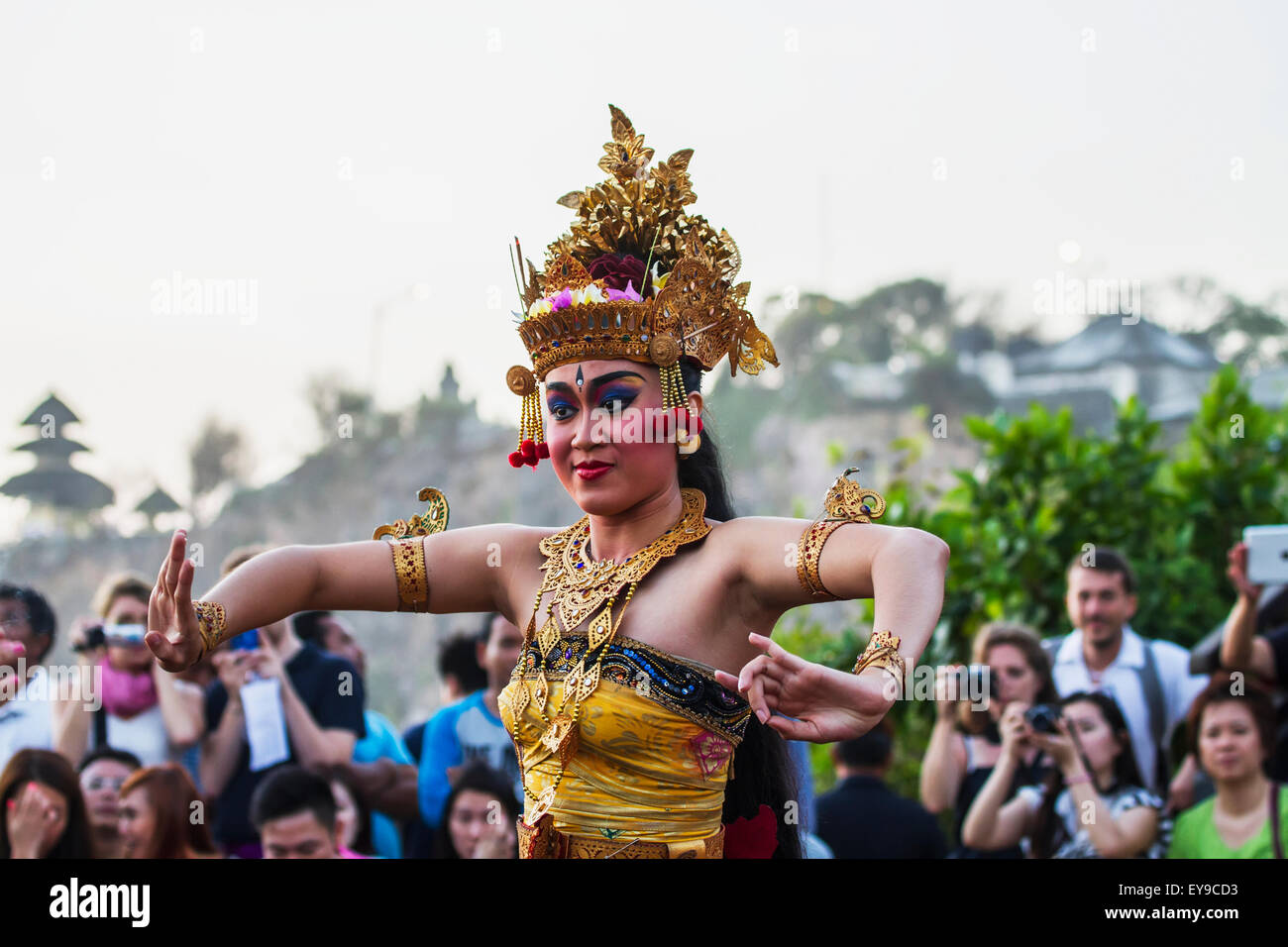 Balinese dancers using codified hand positions and gestures during a ...