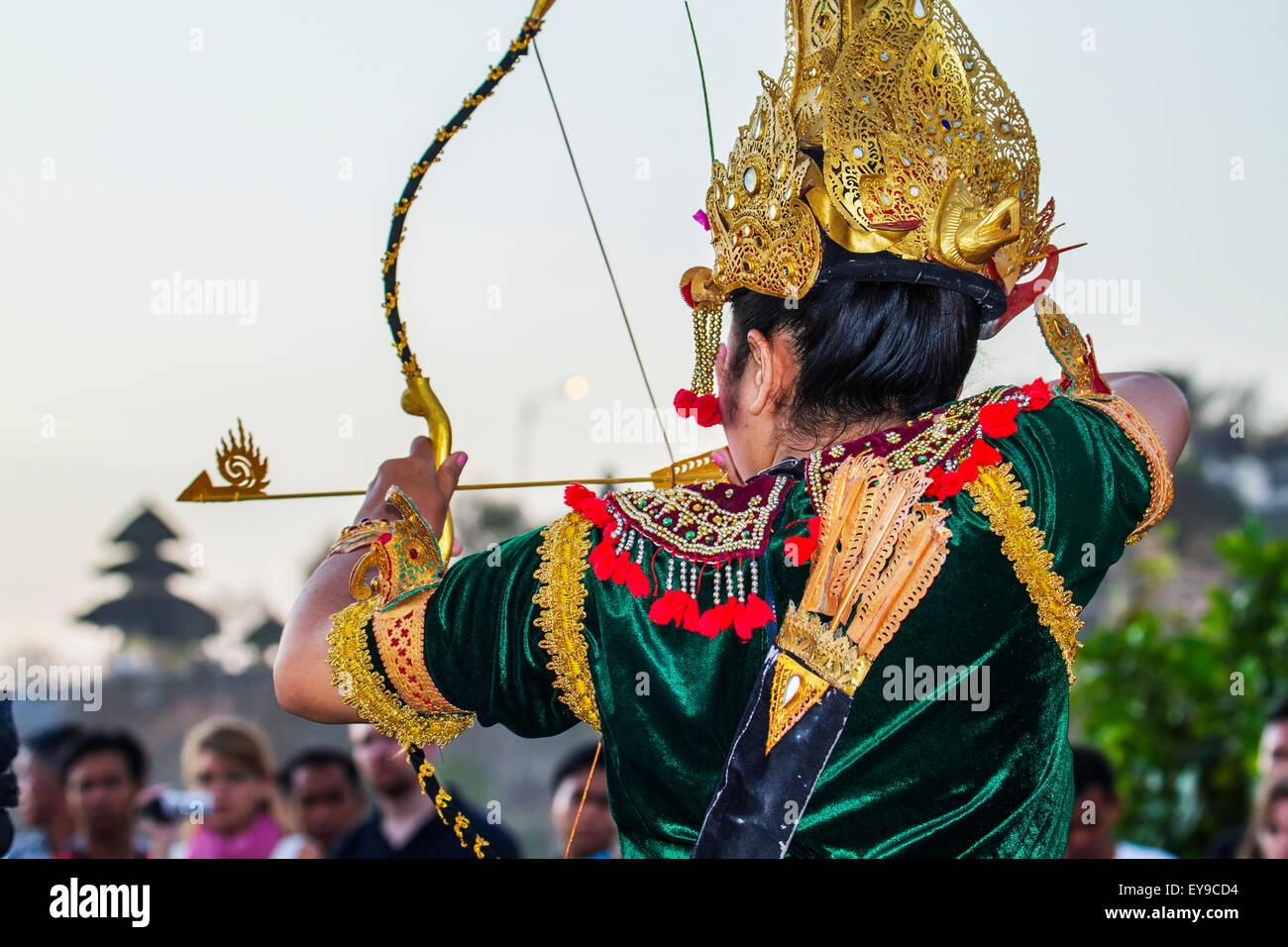 Balinese dancer using codified hand positions and gestures during a ...