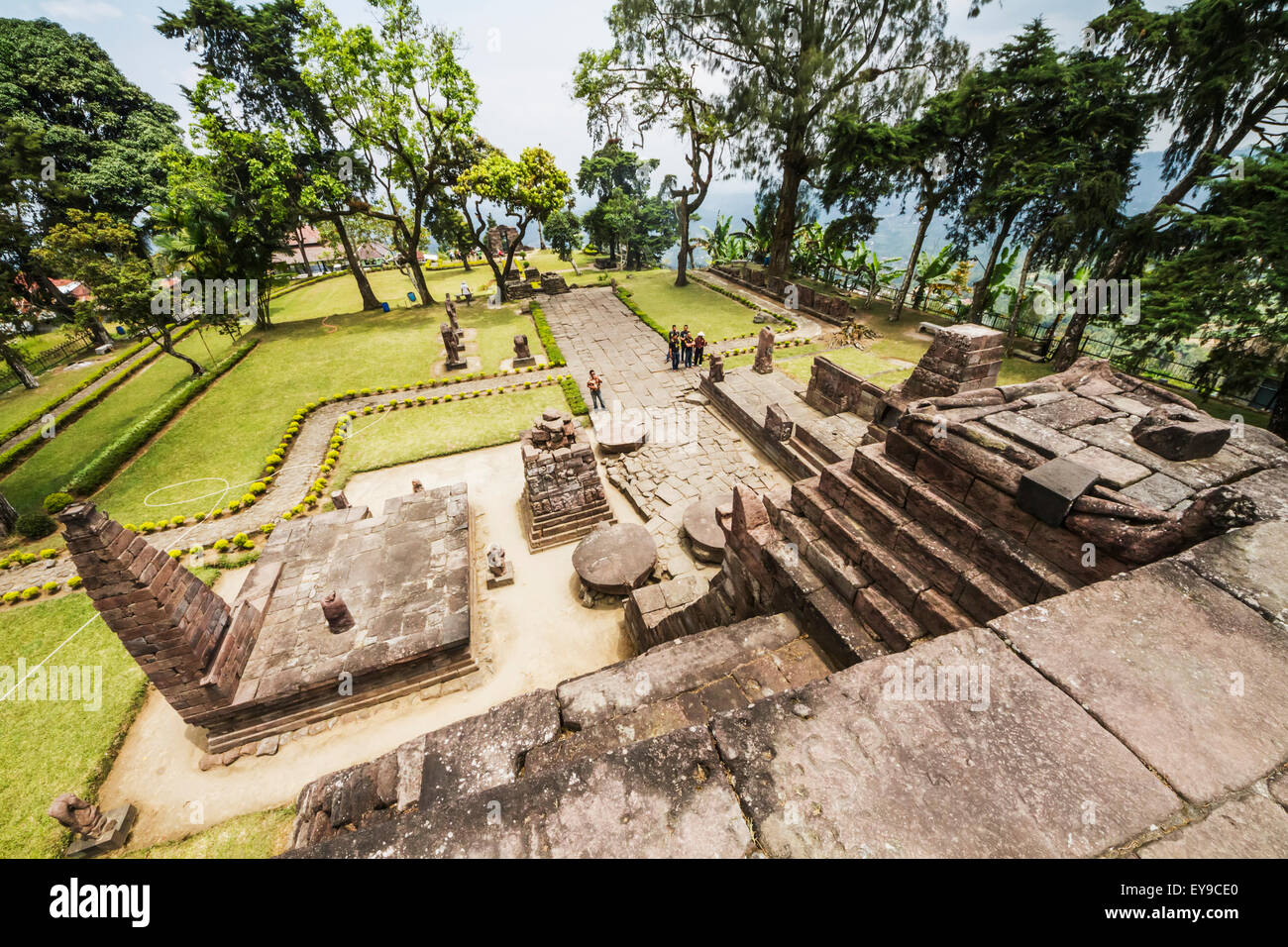 View from the top of the central pyramid of the 15th-century Javanese ...