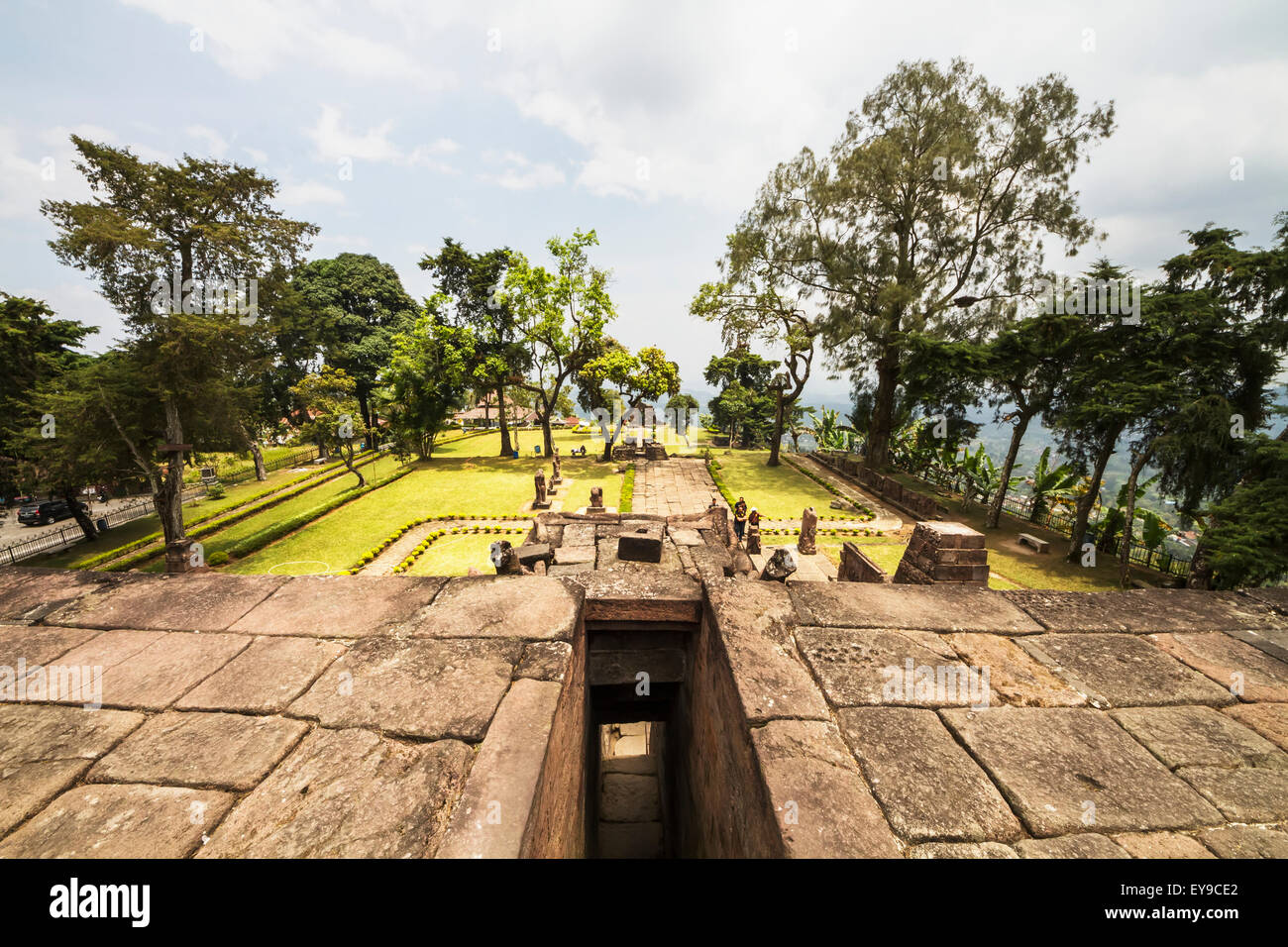 View from the top of the central pyramid of the 15th-century Javanese ...