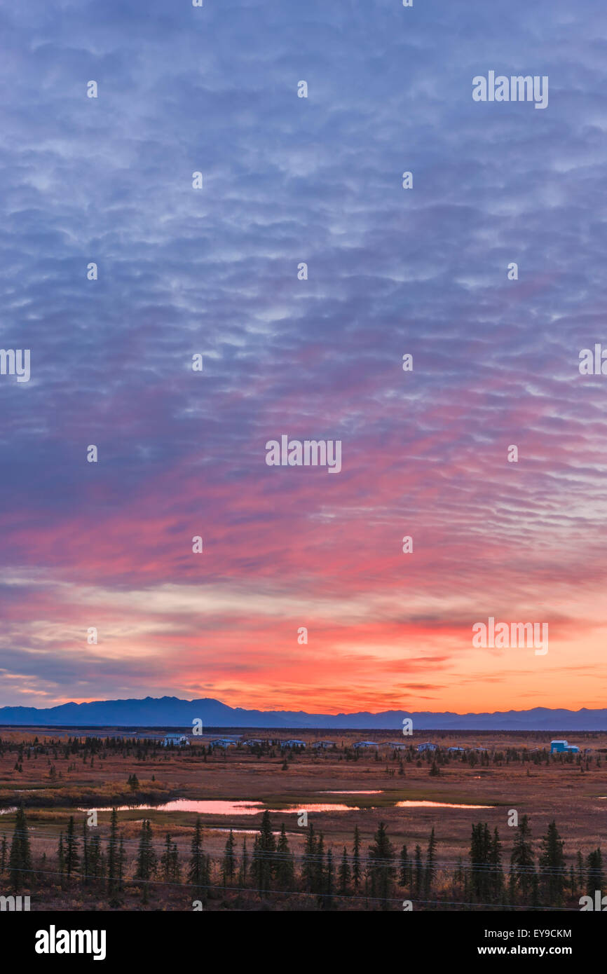 Scenic view of the village of Noatak with the Baird Mountains in the ...