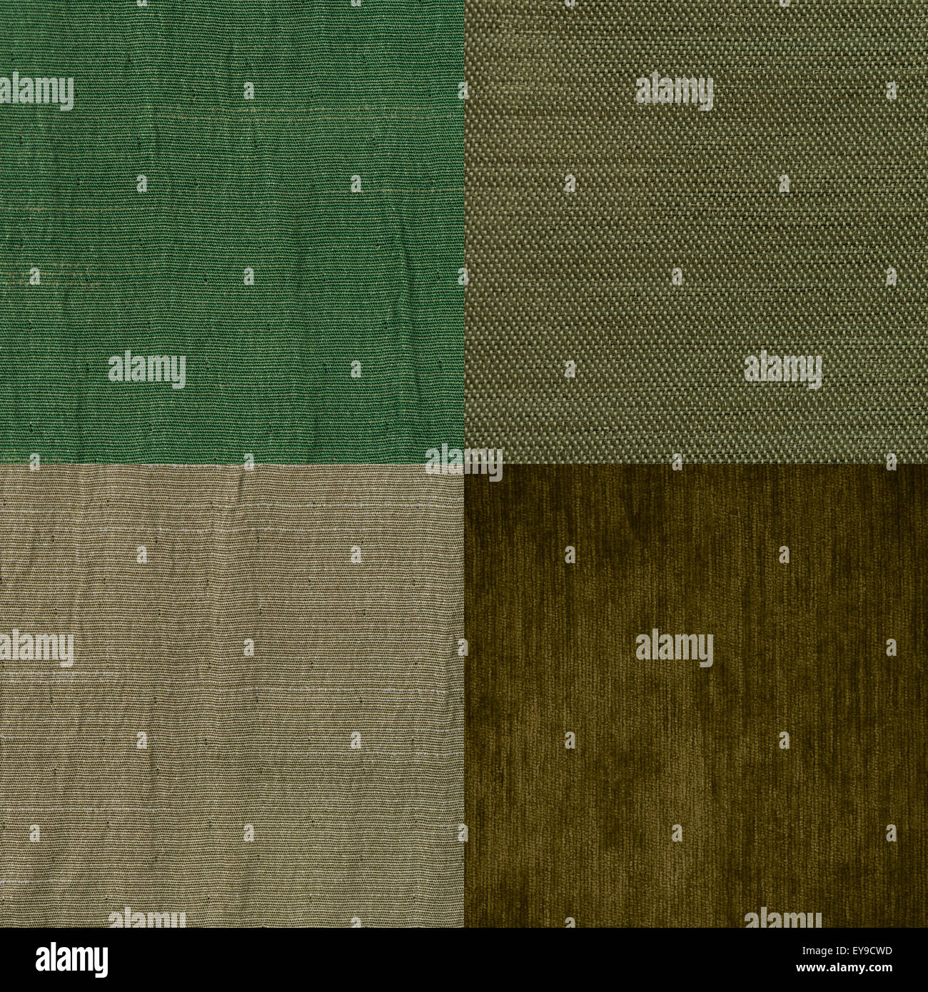 Set of green fabric samples, texture background Stock Photo - Alamy