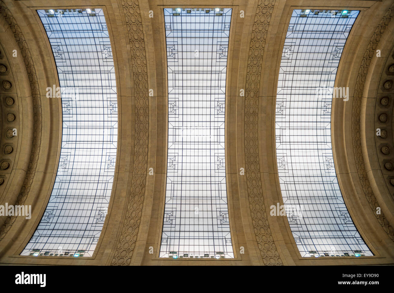 Skylights in Central train station; Milan, Lombardy, Italy Stock Photo ...