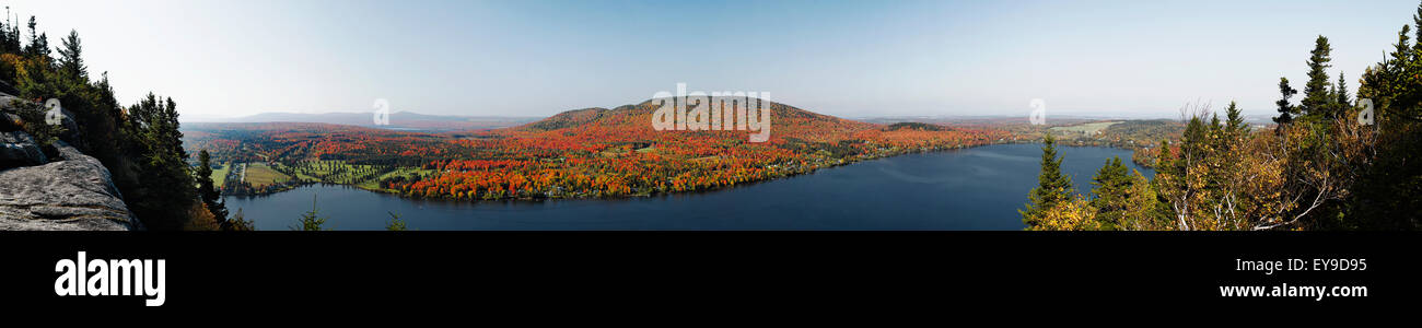 Lake Lyster from the summit of Mount Pinnacle; Coaticook, Quebec ...