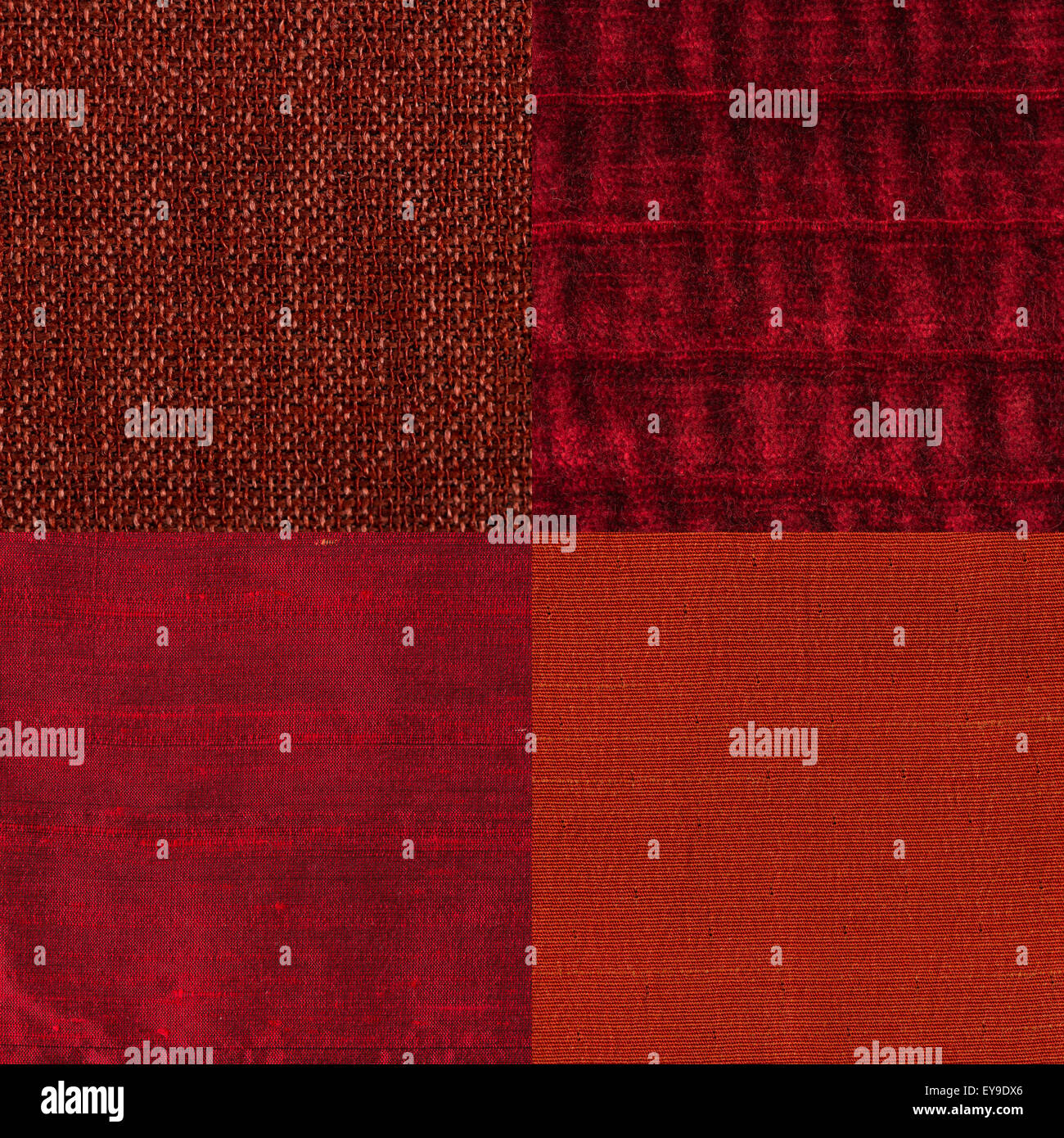 Set of red fabric samples, texture background Stock Photo - Alamy