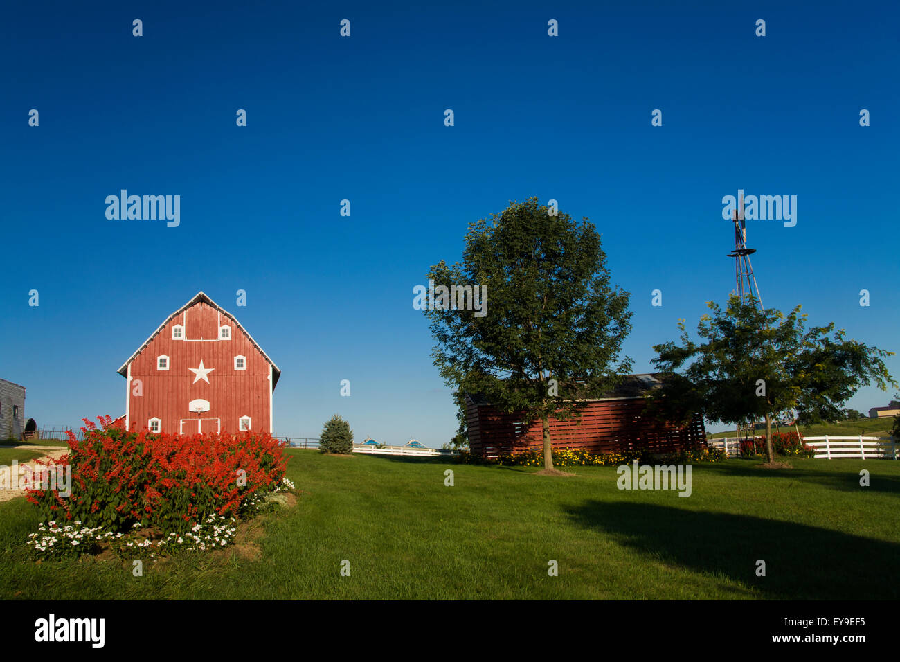 Red barn at a farm, near Edgewood; Iowa, United States of America Stock ...