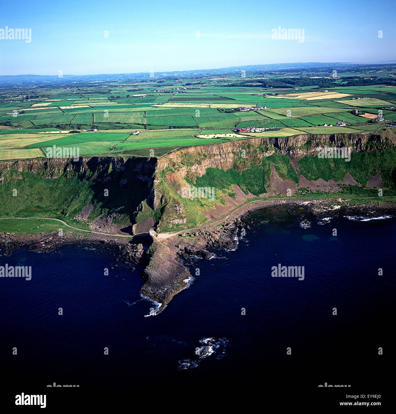 Aerial View Of Farms, Giant's Causeway, County Antrim, Northern Ireland ...