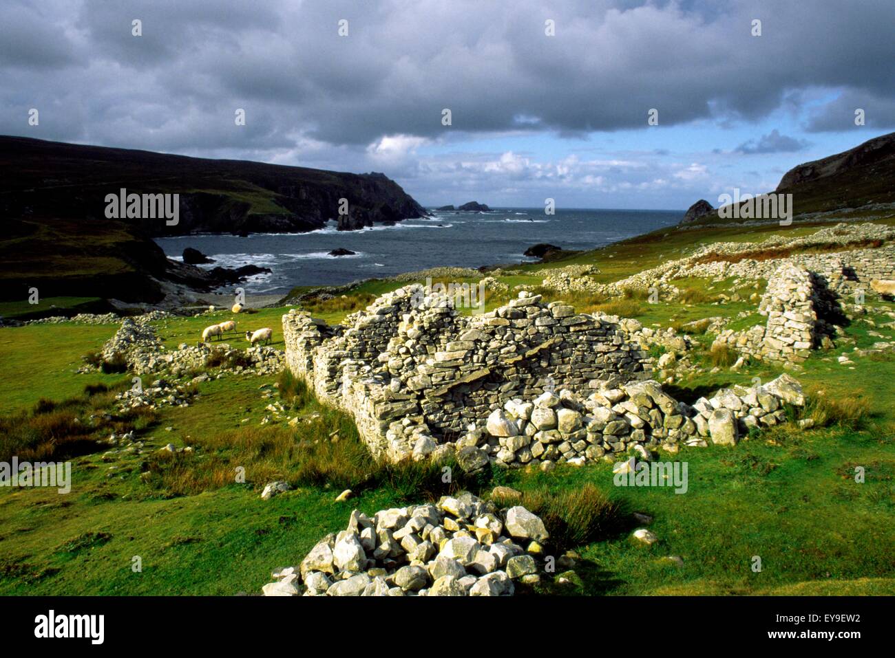 Ruins Of A Building On The Coast, Co. Donegal, Ireland Stock Photo - Alamy