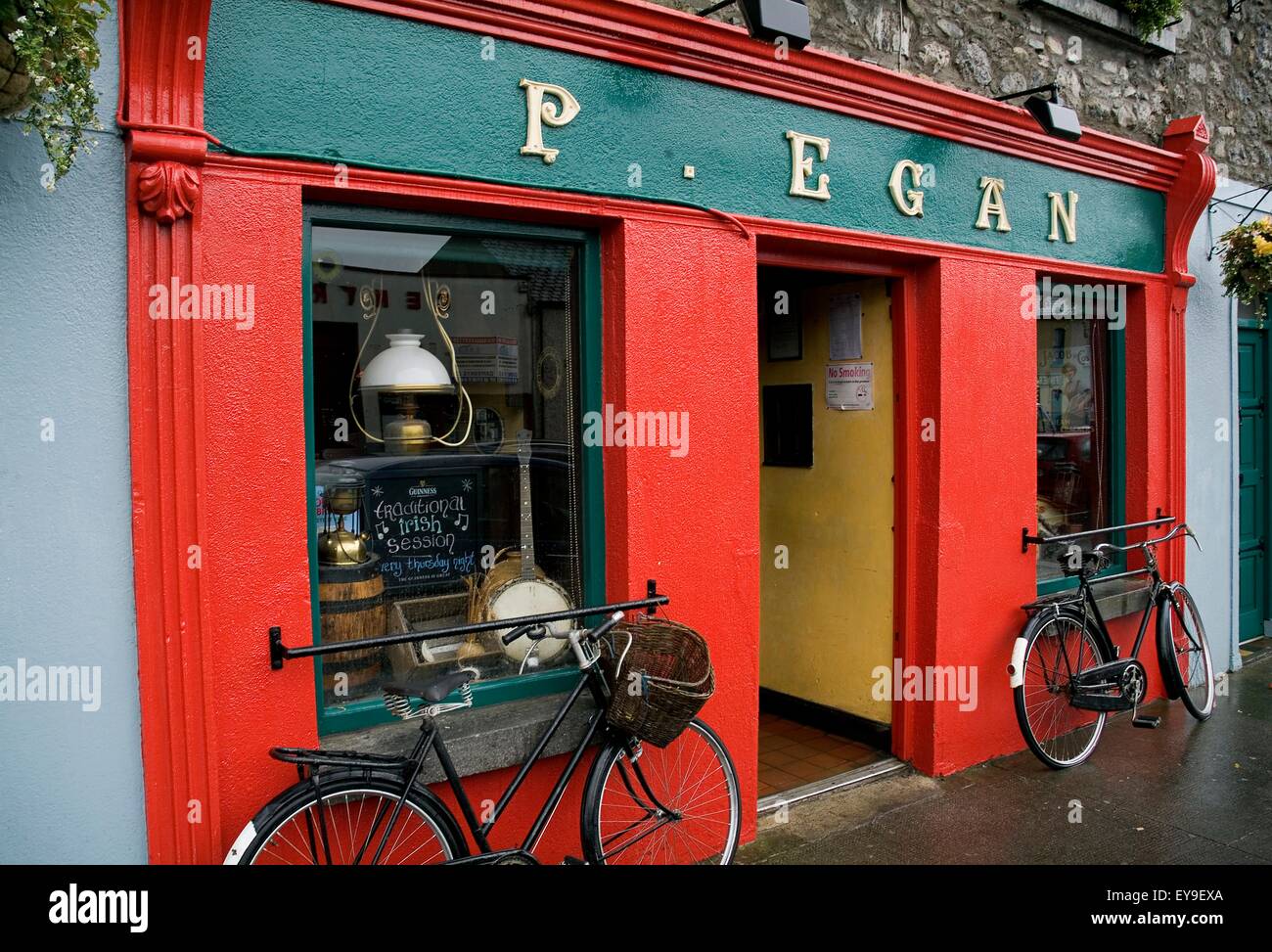 Moate, County Westmeath, Republic Of Ireland; Two Bicycles Parked In ...