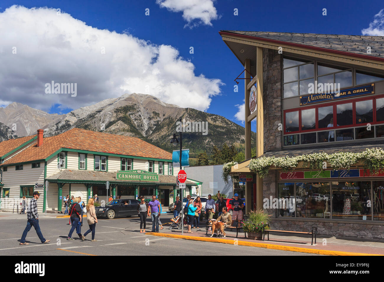 Town street scene; Canmore, Alberta, Canada Stock Photo - Alamy