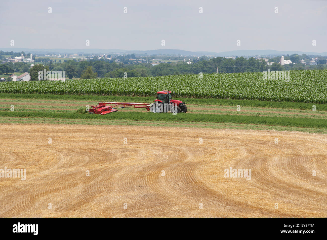 Case IH Tractor with DC132 Disc Mower cutting Alfalfa; Strasburg ...