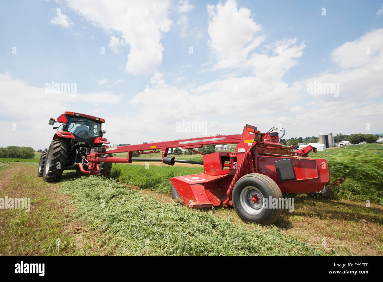 Case IH Tractor with DC132 Disc Mower cutting Alfalfa; Strasburg ...