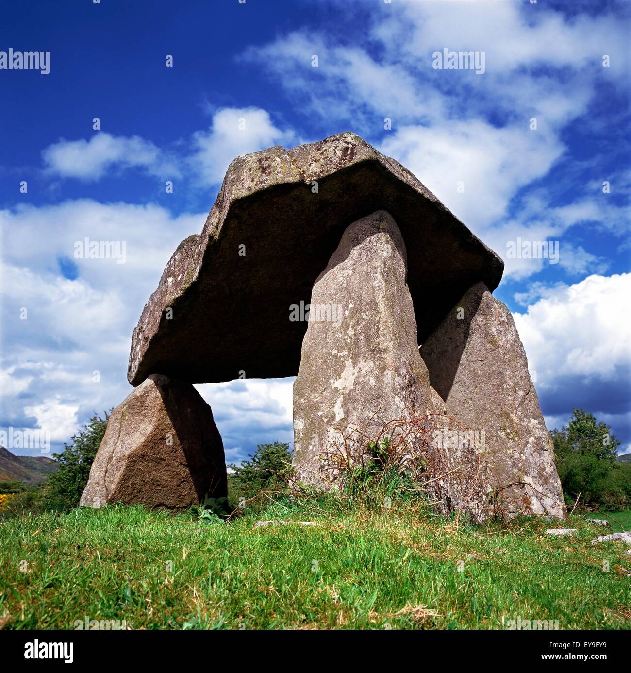 Stone Structures On A Landscape, Poulnabrone Dolmen, The Burren, County ...