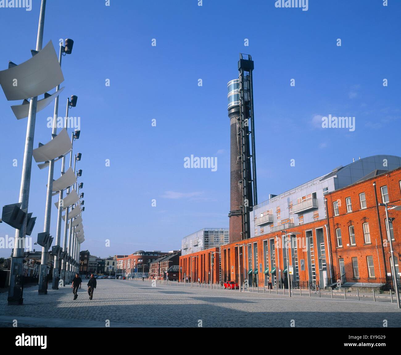Two People Walking On The Street, Smithfield Square, Dublin, Republic ...
