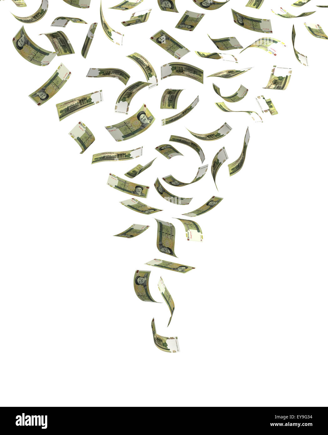 Flying Iranian Rial (isolated with clipping path Stock Photo - Alamy