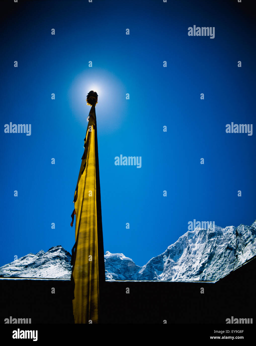 Prayer Flag At Himalayas From Monastery Tengboche Stock Photo - Alamy