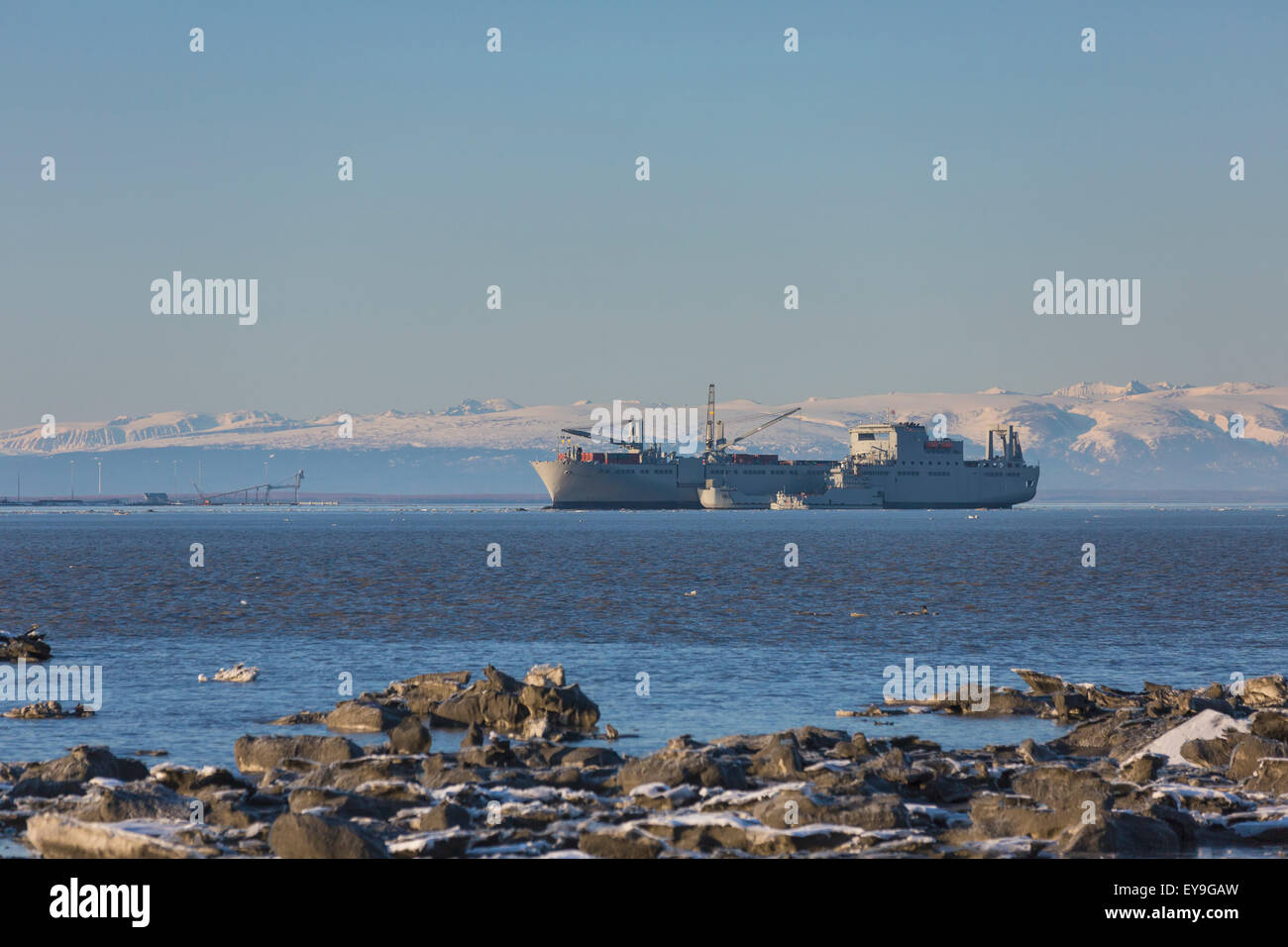 An Alaska military cargo ship in Cook Inlet, Anchorage, Southcentral ...