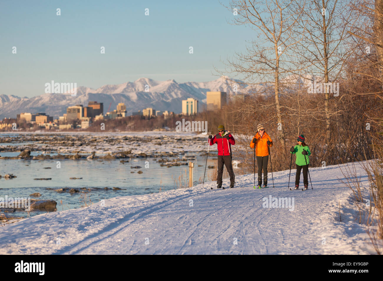 Friends,Alaska,Anchorage,Cross Country Skiing Stock Photo - Alamy