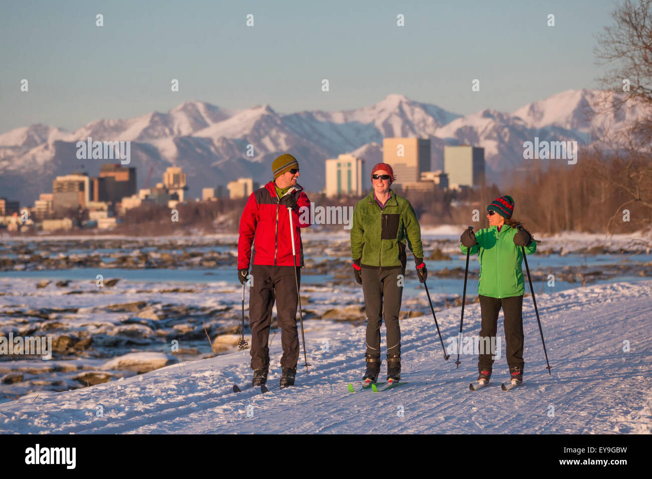 Friends,Alaska,Anchorage,Cross Country Skiing Stock Photo - Alamy