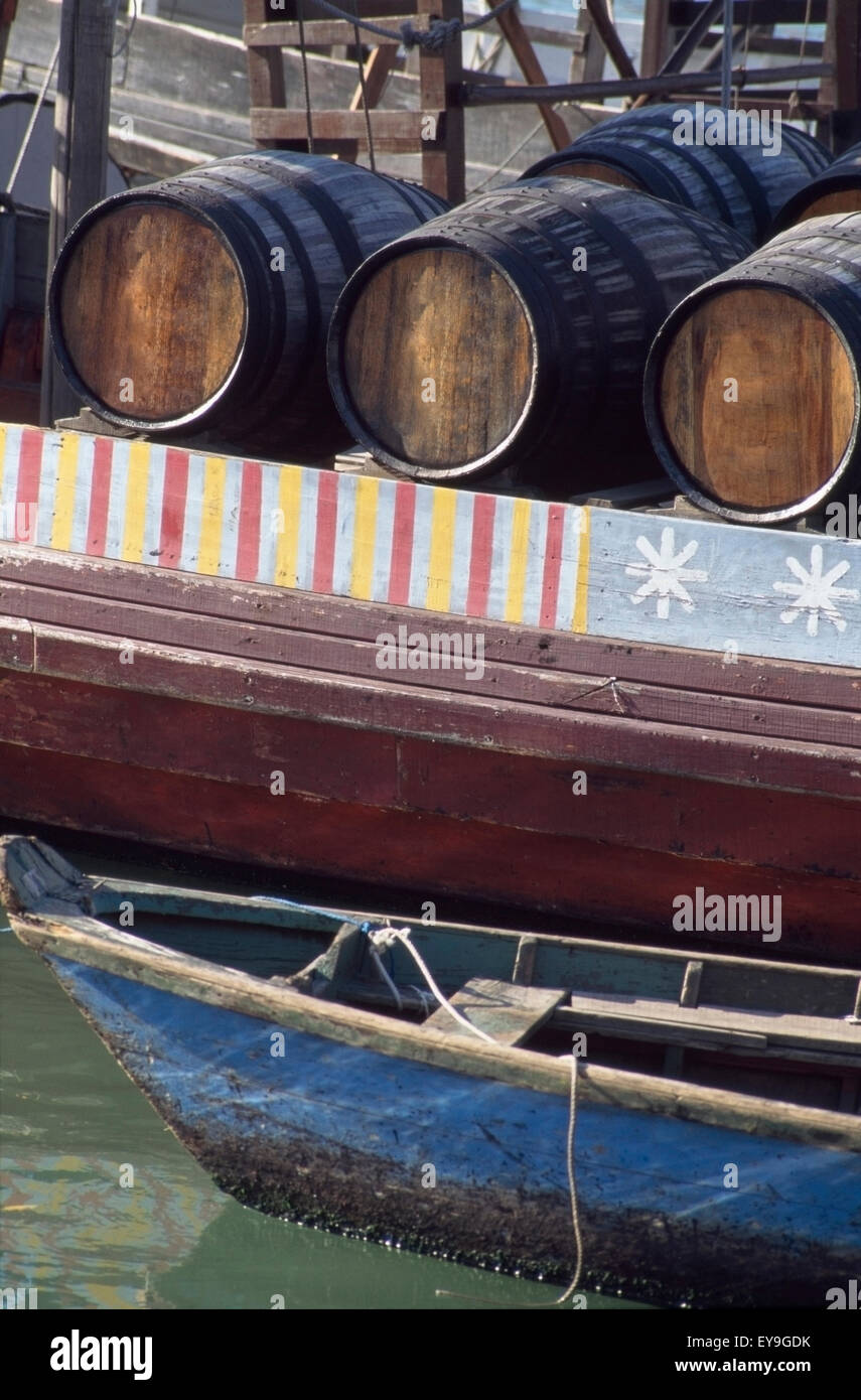 Barrels On Boat Stock Photo - Alamy