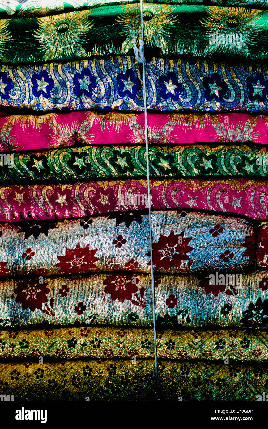 Stack Of Silk Textiles Stock Photo - Alamy
