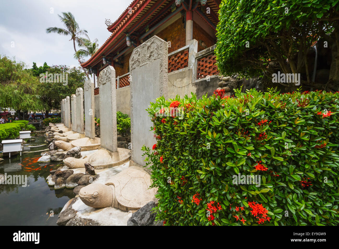 Stone turtles carrying stele by the Chihkan Tower (Fort Provintia ...