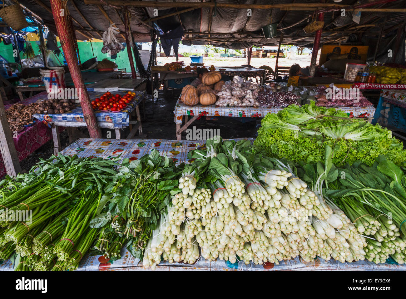 Produce for sale at the Largo de Lecidere market; Dili, East Timor ...