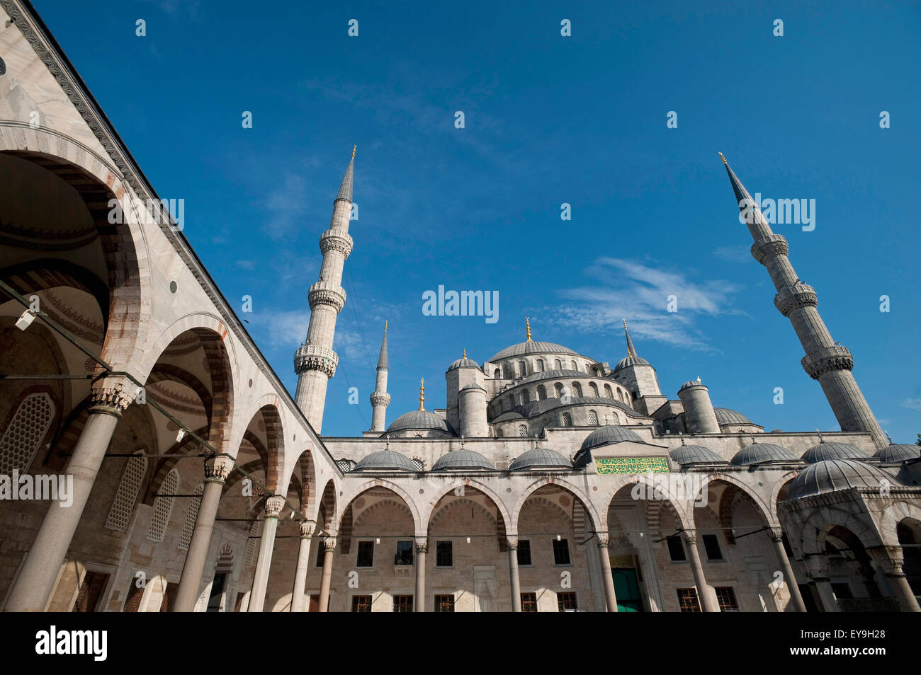 Turkey, Courtyard in front of Sultanahmet or Blue Mosque; Istanbul ...